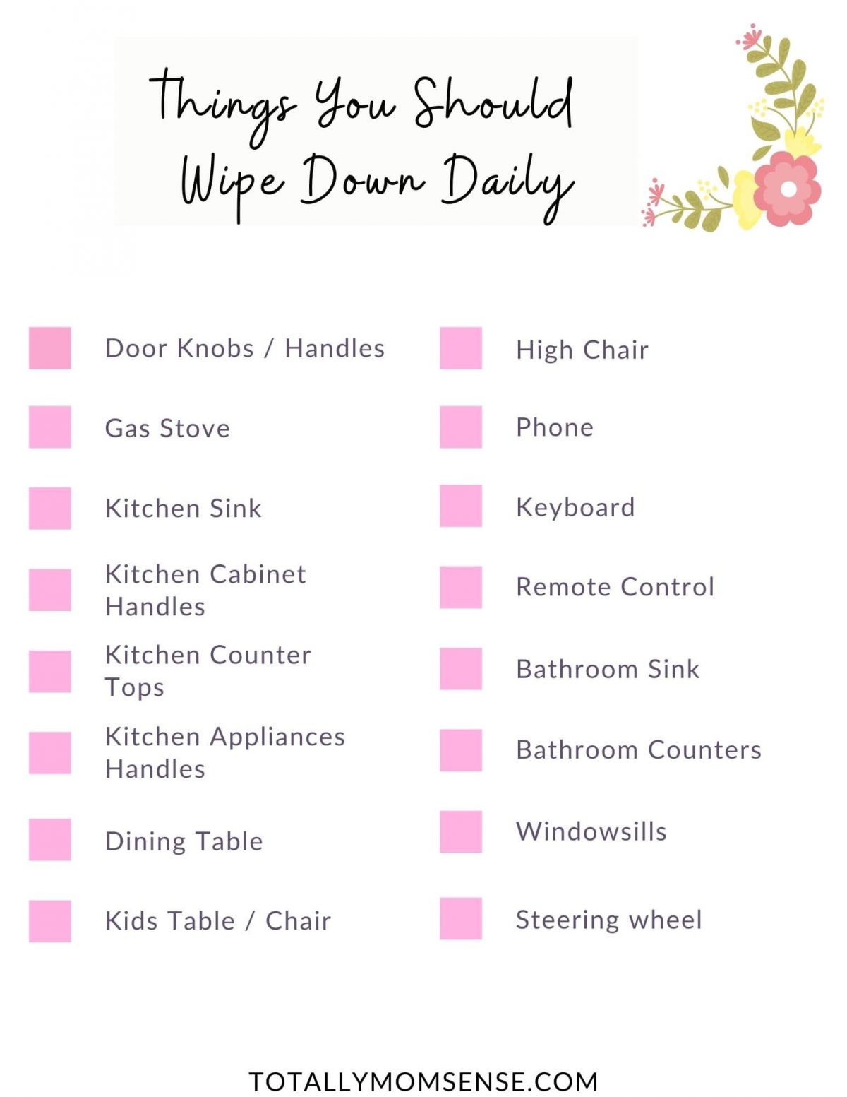 MY FAVORITE GREEN CLEANER + FREE PRINTABLE OF THINGS YOU SHOULD WIPE ...